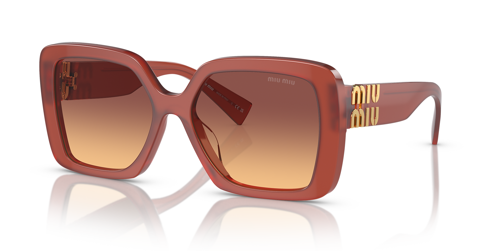 Miu Miu MU 10YS 56 Orange Gradient Violet & Cognac Opal Sunglasses ...