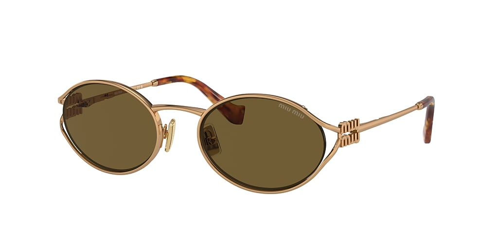Miu Miu MU 52YS 54 Dark Brown & Brass Gold Sunglasses | Sunglass Hut USA