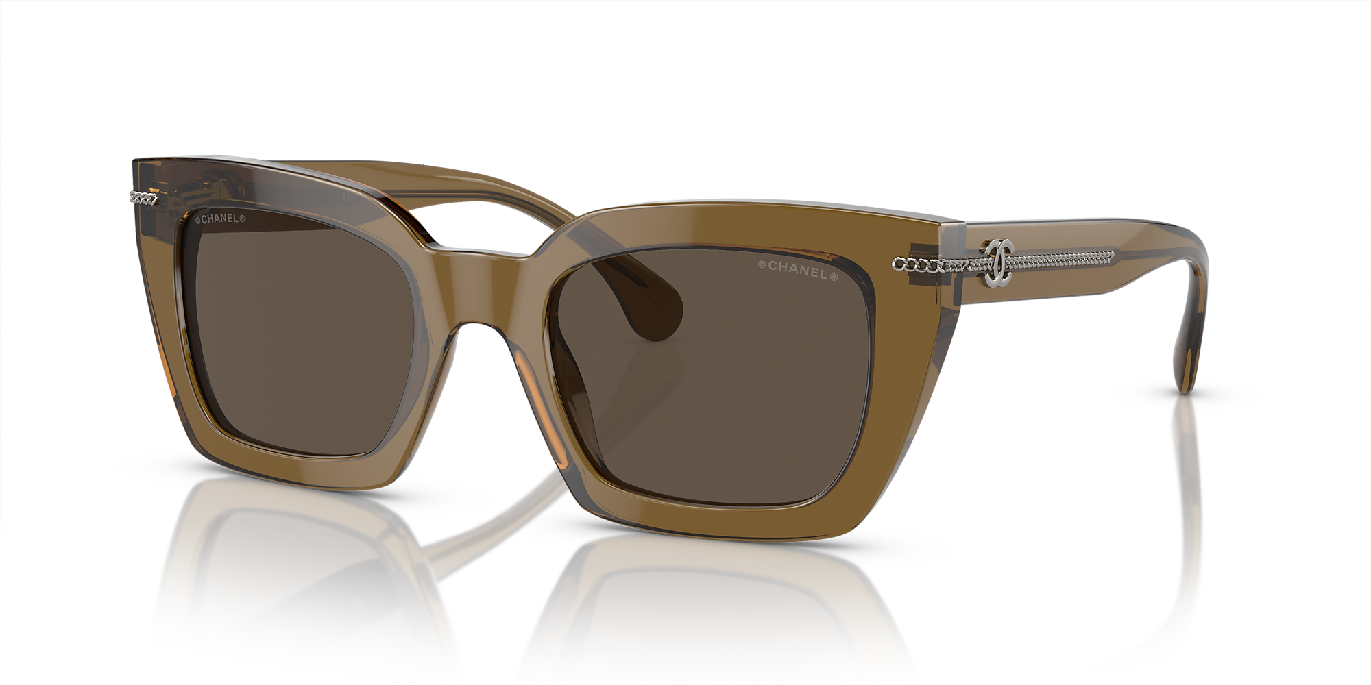 Chanel Square Sunglasses CH5509 51 Brown & Khaki Sunglasses | Sunglass ...