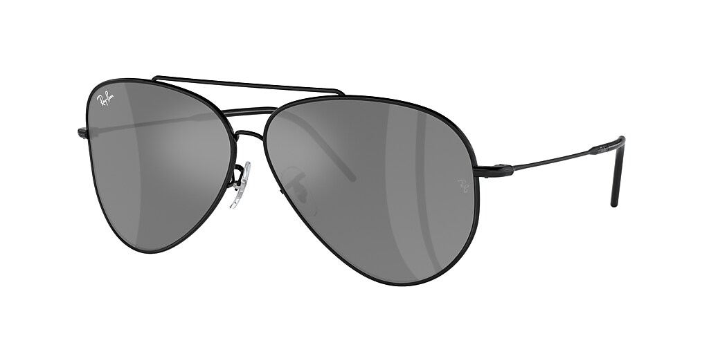 Ray-Ban RBR0101S Aviator Reverse 62 Silver & Black Sunglasses ...