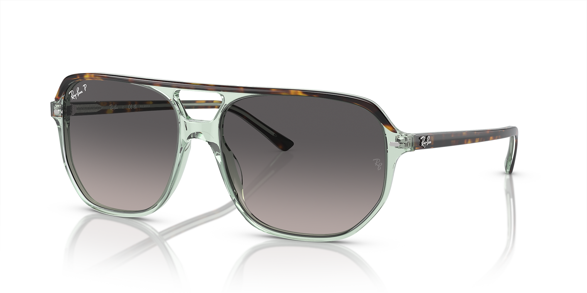 Ray-Ban RB2205 Bill One 60 Grey & Havana On Transparent Green Polarized ...