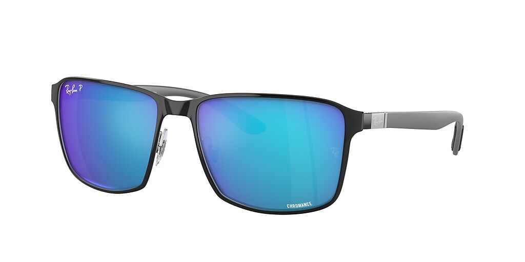Ray-Ban RB3721CH Chromance 59 Blue & Black On Silver Polarized ...