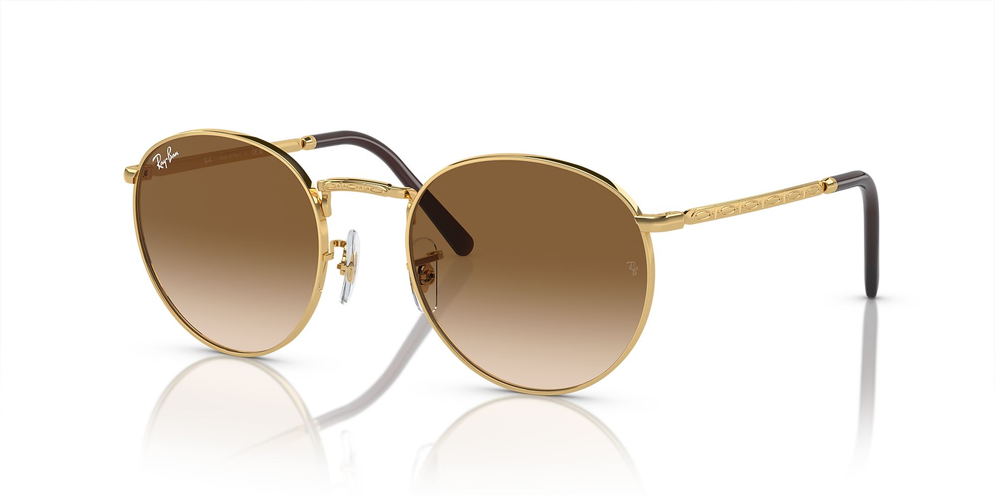Ray-Ban RB3637 New Round 53 Light Brown & Gold Sunglasses | Sunglass ...