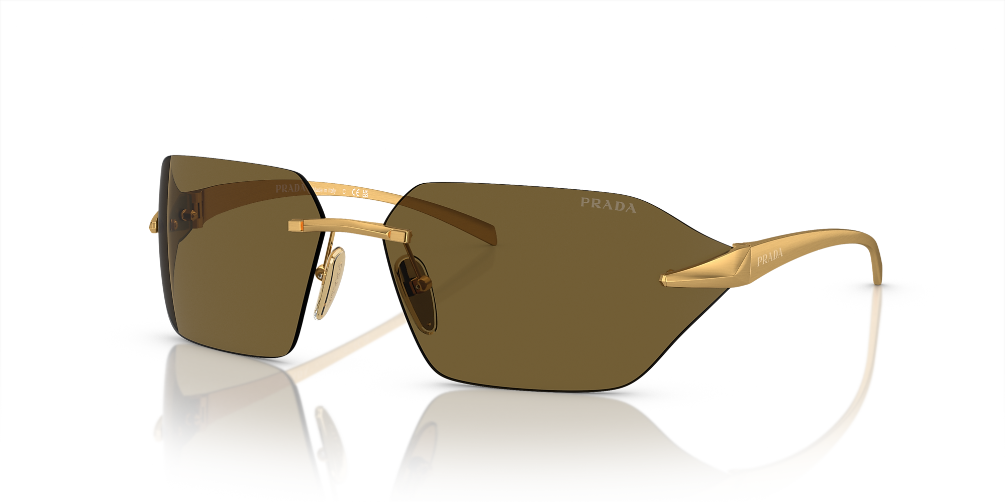 Prada PR A55S 71 Dark Brown & Satin Yellow Gold Sunglasses | Sunglass ...