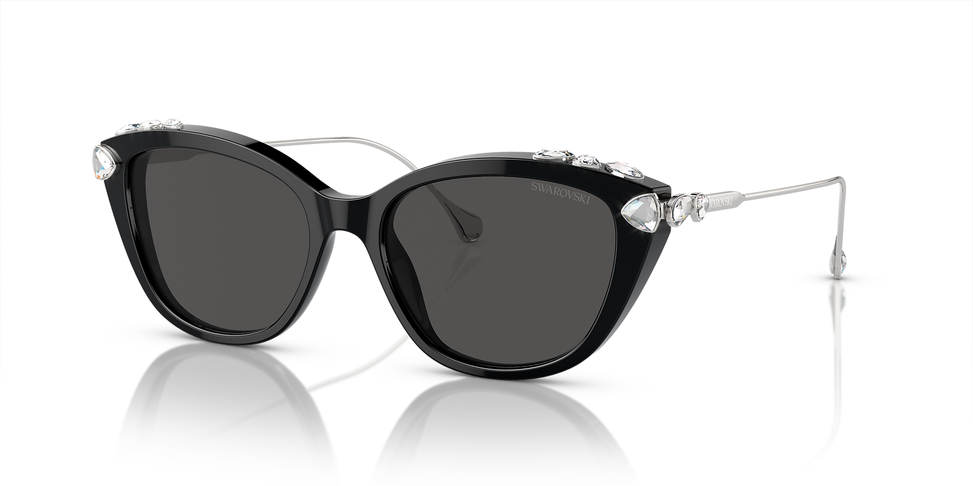 Swarovski SK6010 53 Dark Grey & Black Sunglasses | Sunglass Hut USA