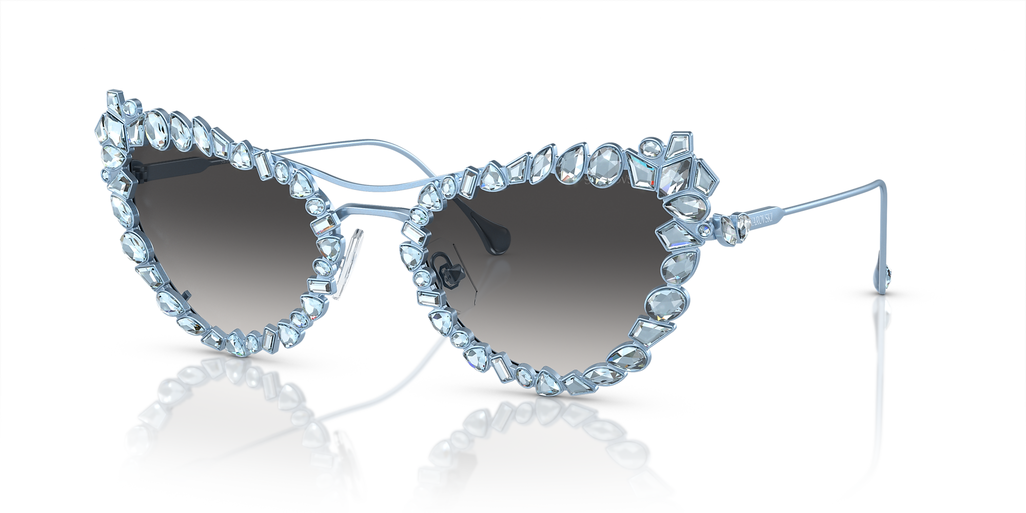 Swarovski SK7011 56 Grey Gradient & Matte Light Blue Sunglasses ...