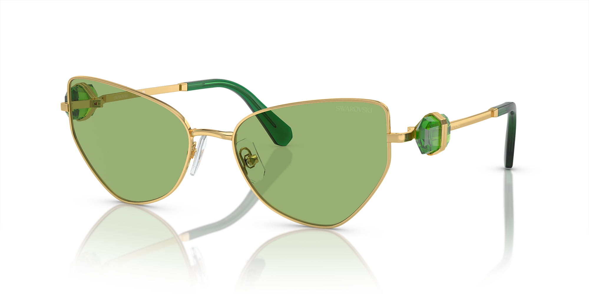 Swarovski SK7003 57 Dark Green & Gold Sunglasses | Sunglass Hut USA