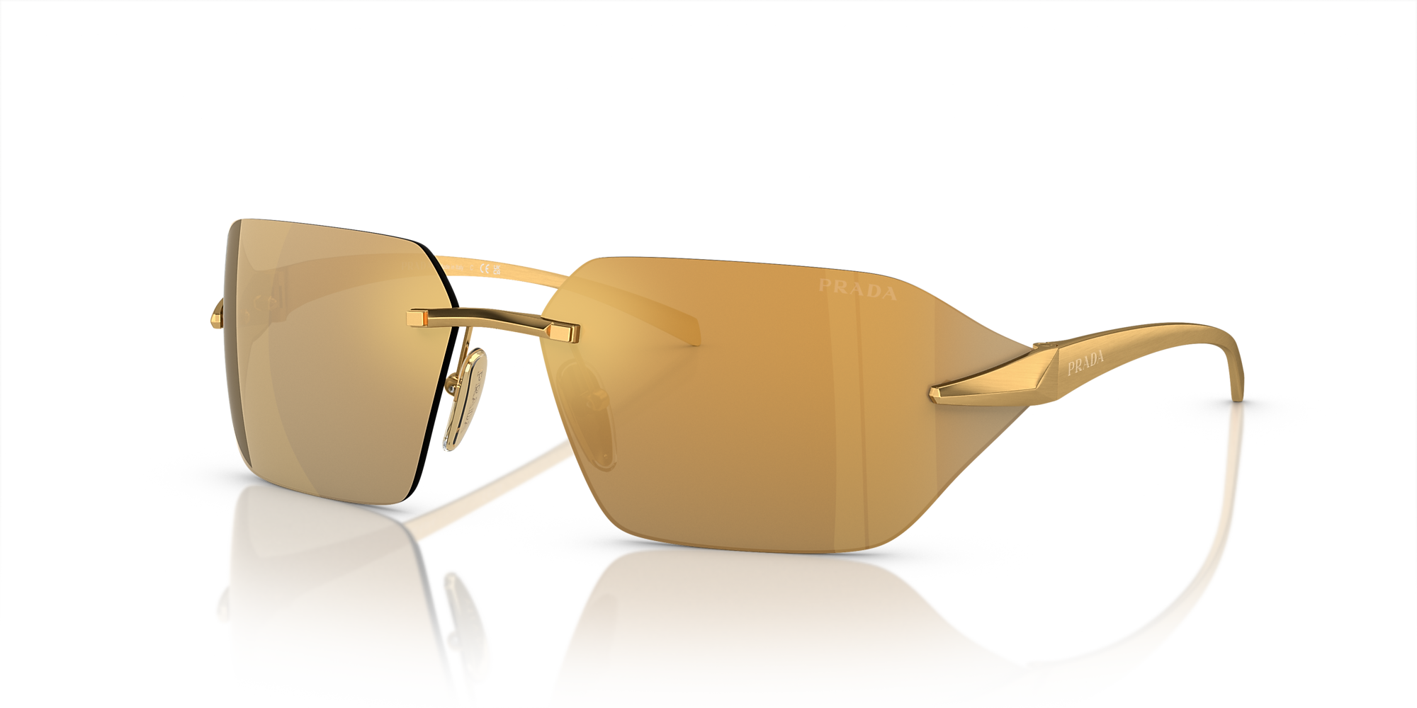Prada PR A56S 71 Brown Mirror Multilayer Gold & Satin Yellow Gold ...