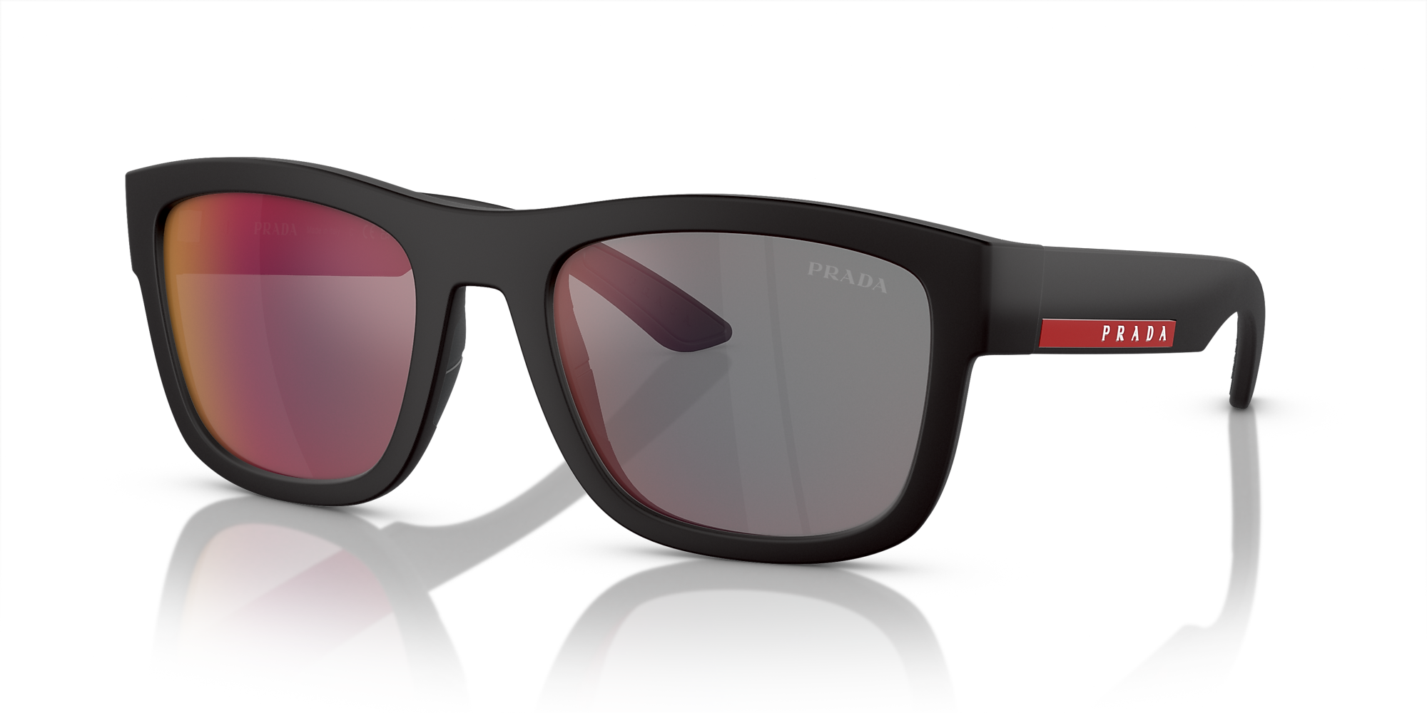 Prada Linea Rossa PS 01ZS 56 Dark Grey Mirror Blue/Red & Black Rubber ...