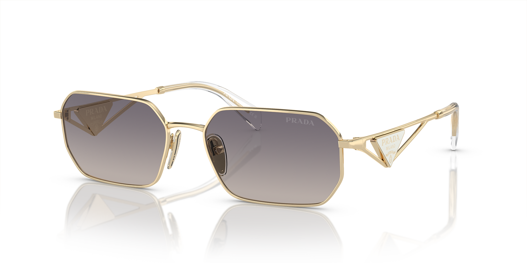 Prada PR A51S 58 Gradient Blue Mirror Silver & Pale Gold Sunglasses ...