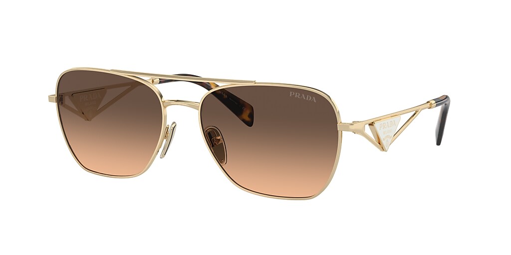 Prada PR A50S 59 Brown Gradient Grey & Pale Gold Sunglasses | Sunglass ...