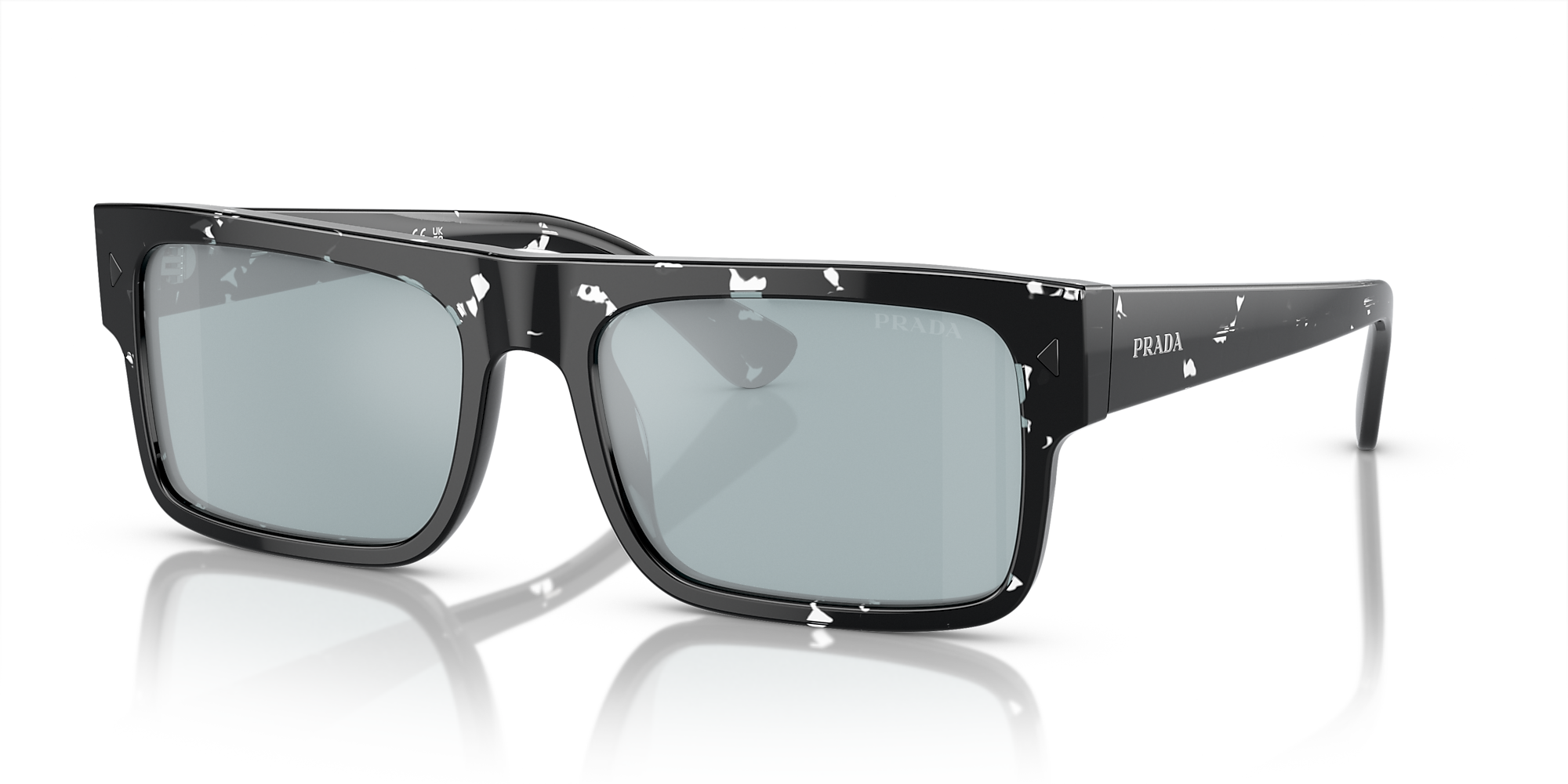 Prada PR A10S 59 Light Blue Mirror Silver & Havana Black Transparent ...