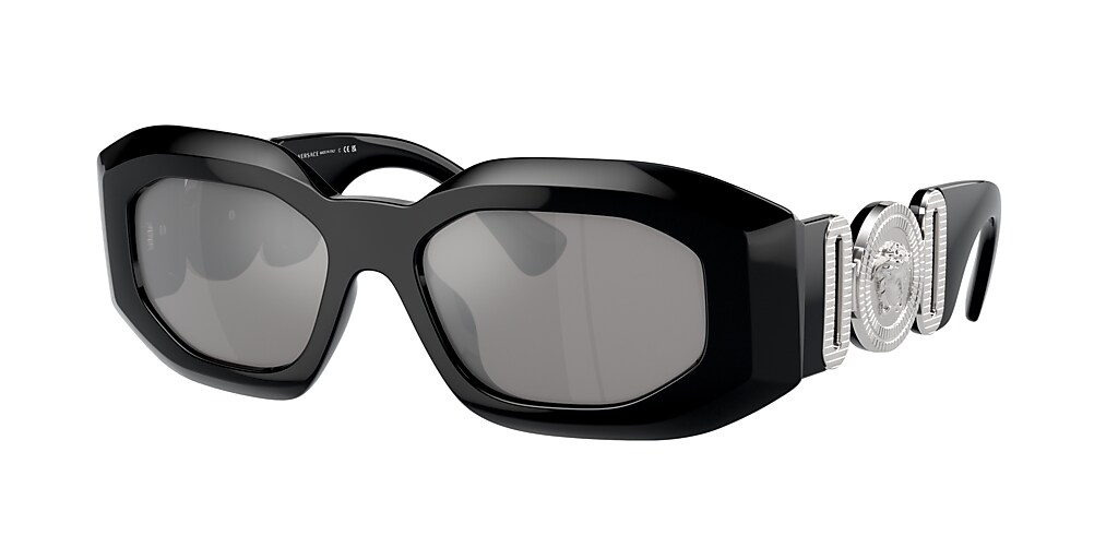 Versace VE4425U 53 Light Grey Mirror Silver 80 & Black Sunglasses ...