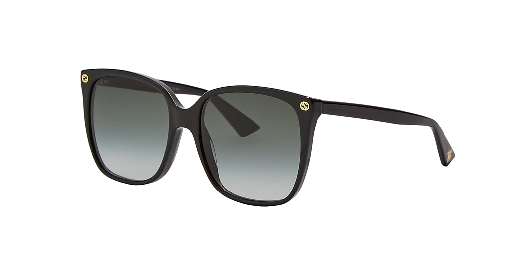 Gucci GG0022S 57 Grey-Black & Black Sunglasses | Sunglass Hut USA