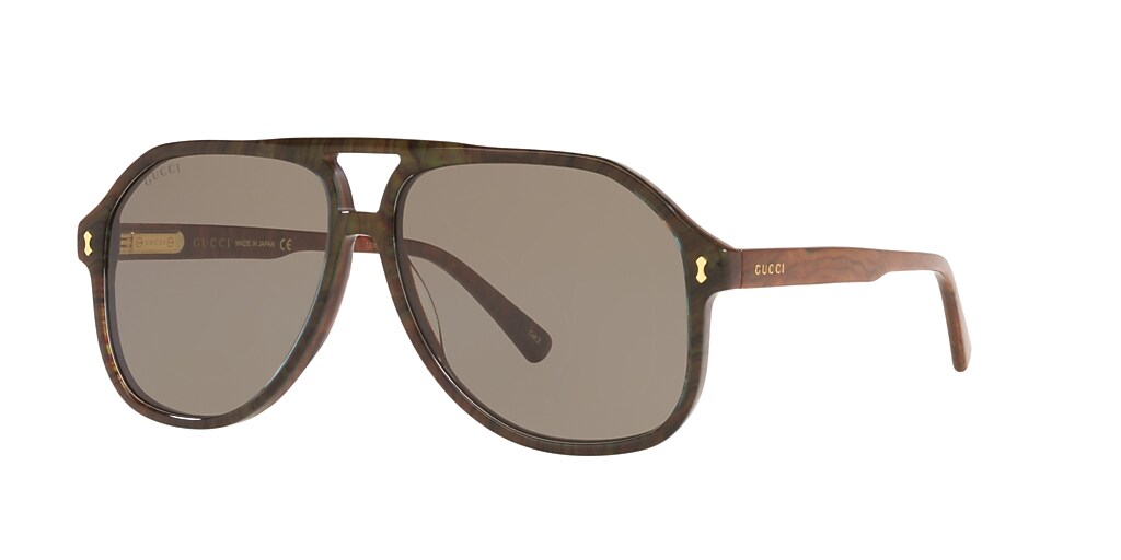 Gucci GG1042S 60 Grey & Brown Sunglasses | Sunglass Hut USA